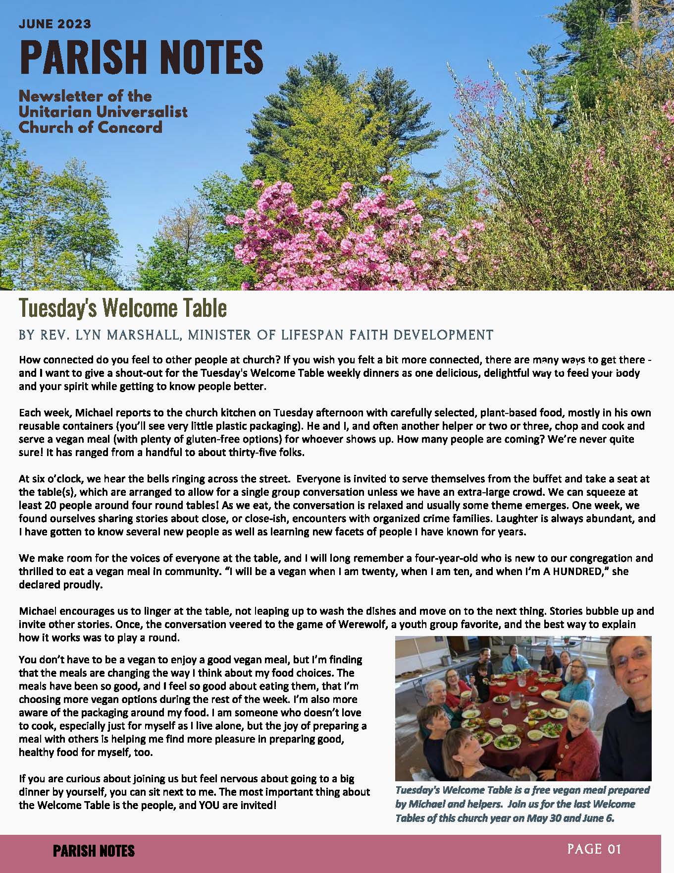 Monthly News Letter | Parish Notes – Unitarian Universalist Church of ...